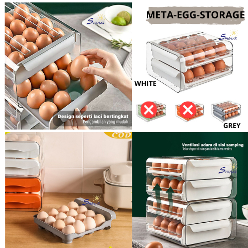Jual TEMPAT TELUR 2 TINGKAT META EGG STORAGE BOX RAK TELUR 2 SUSUN ...
