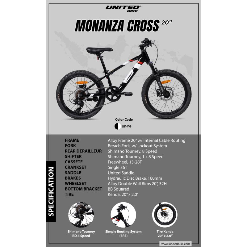 Jual Sepeda Gunung MTB Anak United Monanza Cross 20 Inch Hidrolik ...