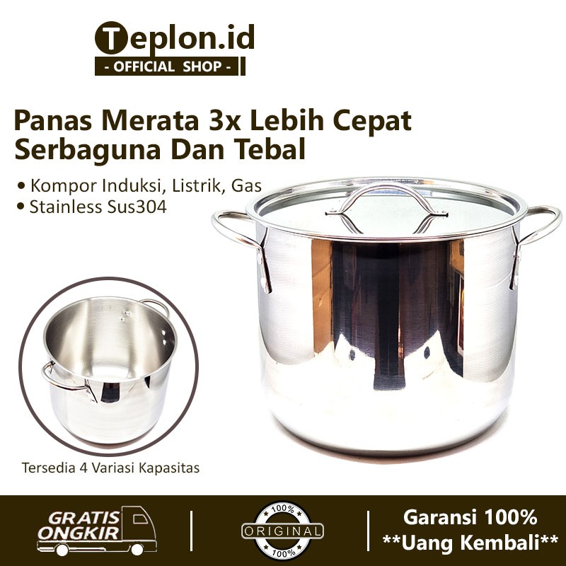 Jual TEPLON.ID Maxim Panci Stainless Besar | Stockpot Stenlis | Stock ...