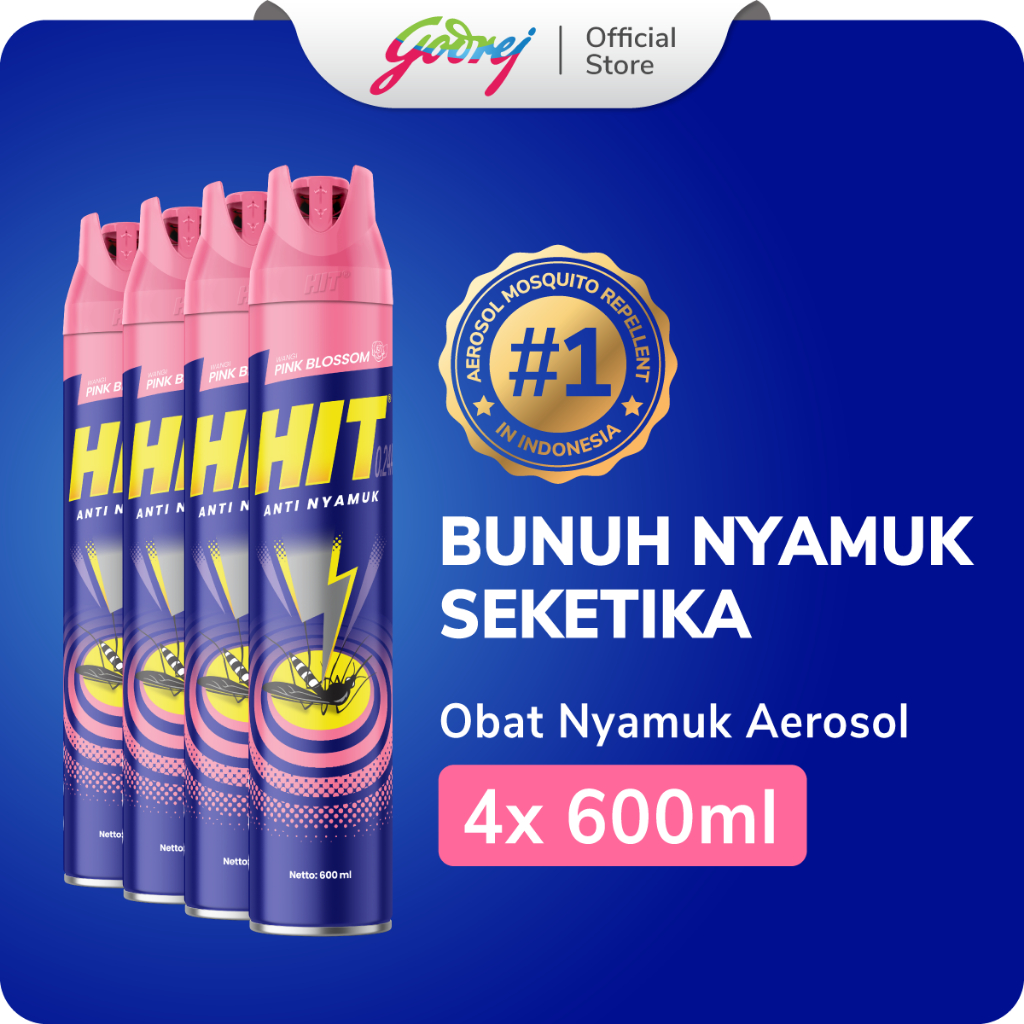 Jual Hit Aerosol Expert Pink Blossom 600ml x4 - Obat Nyamuk - Bunuh ...