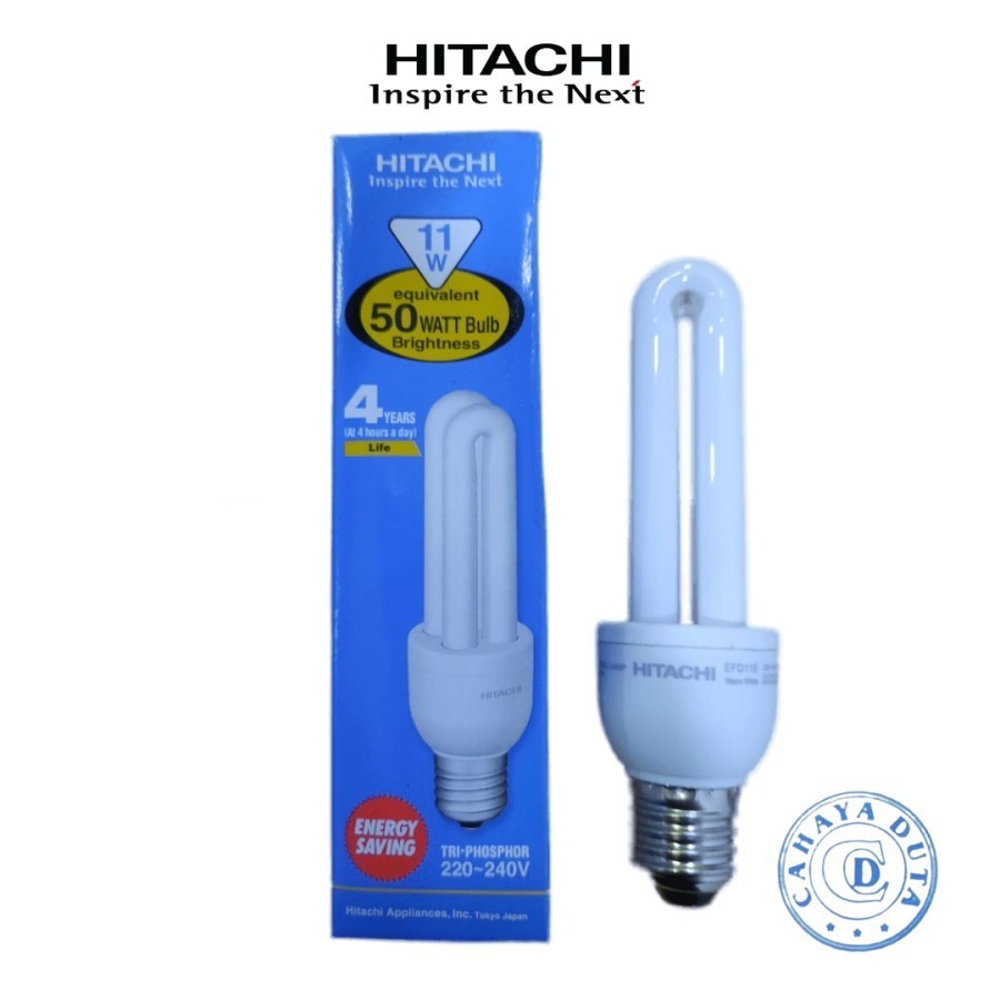 Jual Lampu 11W Bohlam Lampu Essential PLC Hitachi E27 (EFD11W/2U ...