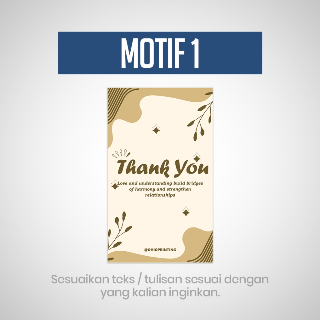 Jual Ohio * Thank You Card I Kartu Ucapan Olshop I Thank You Card ...