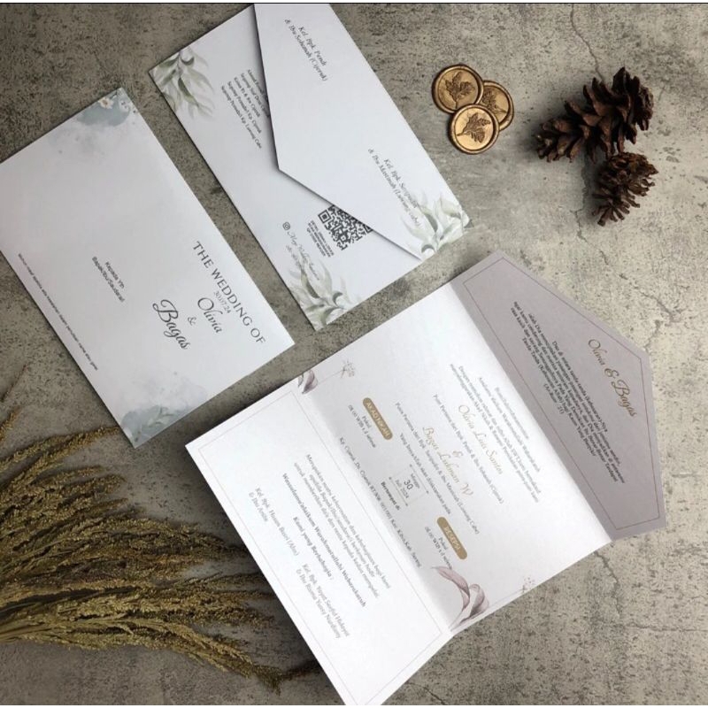 Jual Undangan Pernikahan Lipat 3 Semi Amplop Softcover Elegant Estetik ...