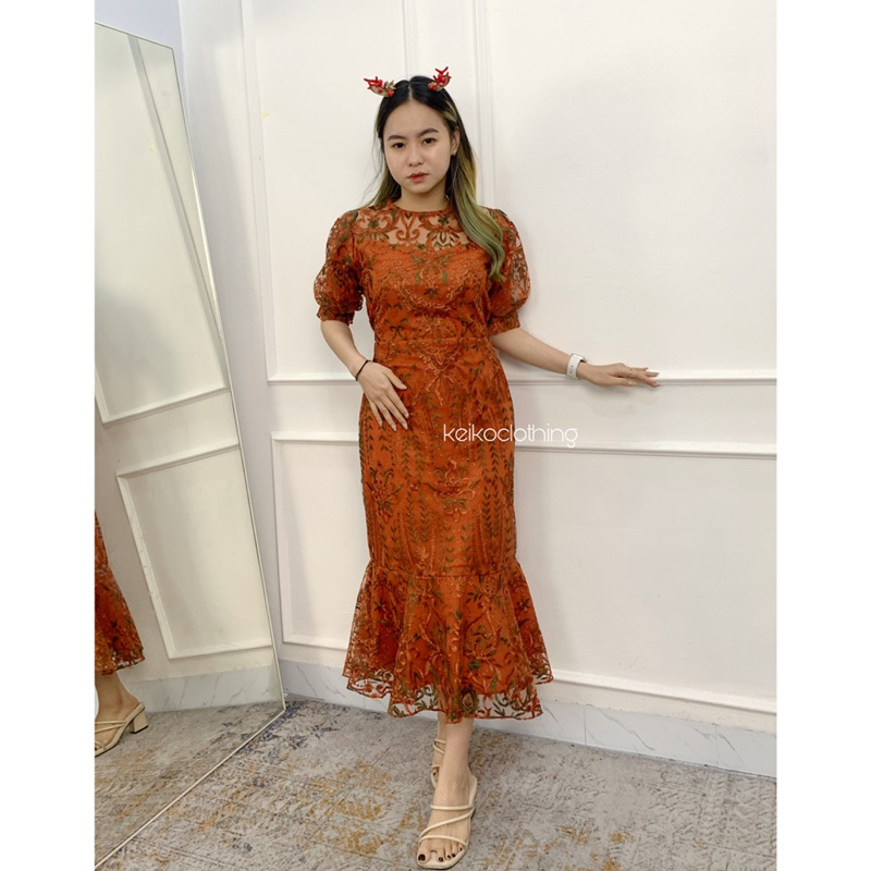 Jual KEIKOCLOTHING - Flora Lace Dress - Gaun Wanita Pesta Brukat ...