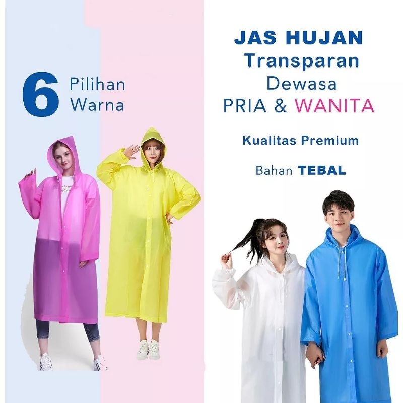 Jual Jas Hujan Dewasa Terusan EVA Raincoat Mantel Hujan Terusan Polos Lightweight Bahan EVA PEVA ...