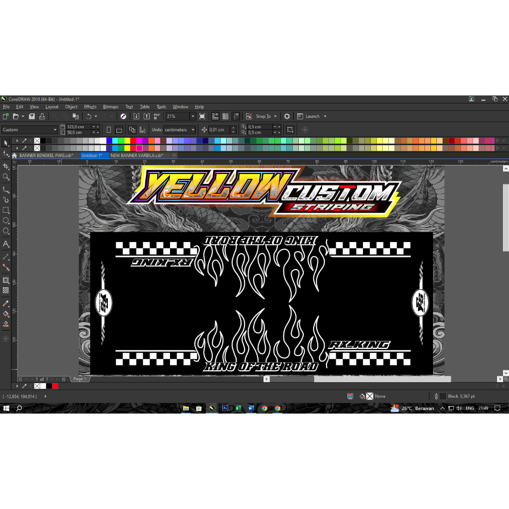 Jual BANNER KARPET ALAS MOTOR MODEL API BISA CUSTOM NAMA 180X75 ...