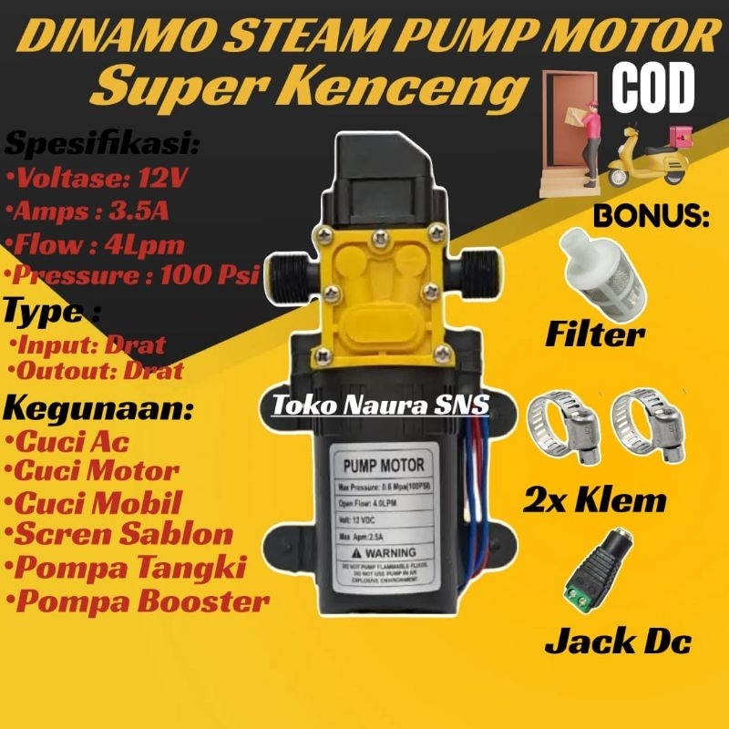 Jual Pompa Dc 12v 100 Psi / Dinamo Pompa Sprayer Steam Motor / Mobil ...