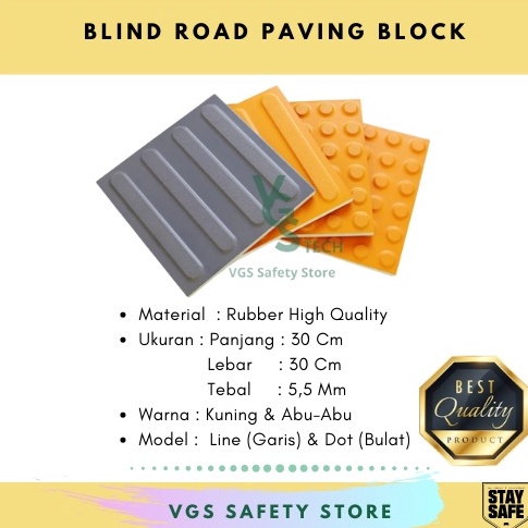 Jual Kemasan Baru.. Blind Road Sidewalk Safety Rubber Tile Tactile ...