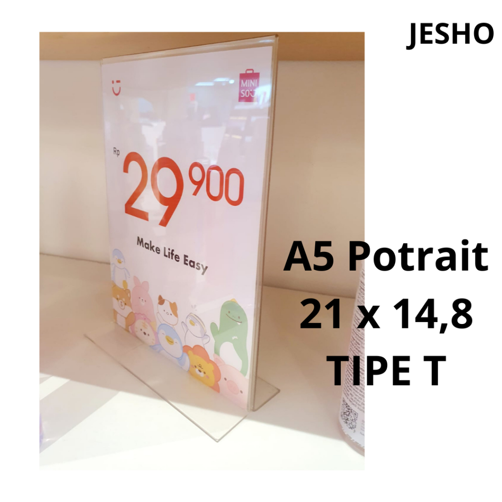 Jual Akrilik tent card holder A5 Tipe T potrait tempat brosur / Qris ...