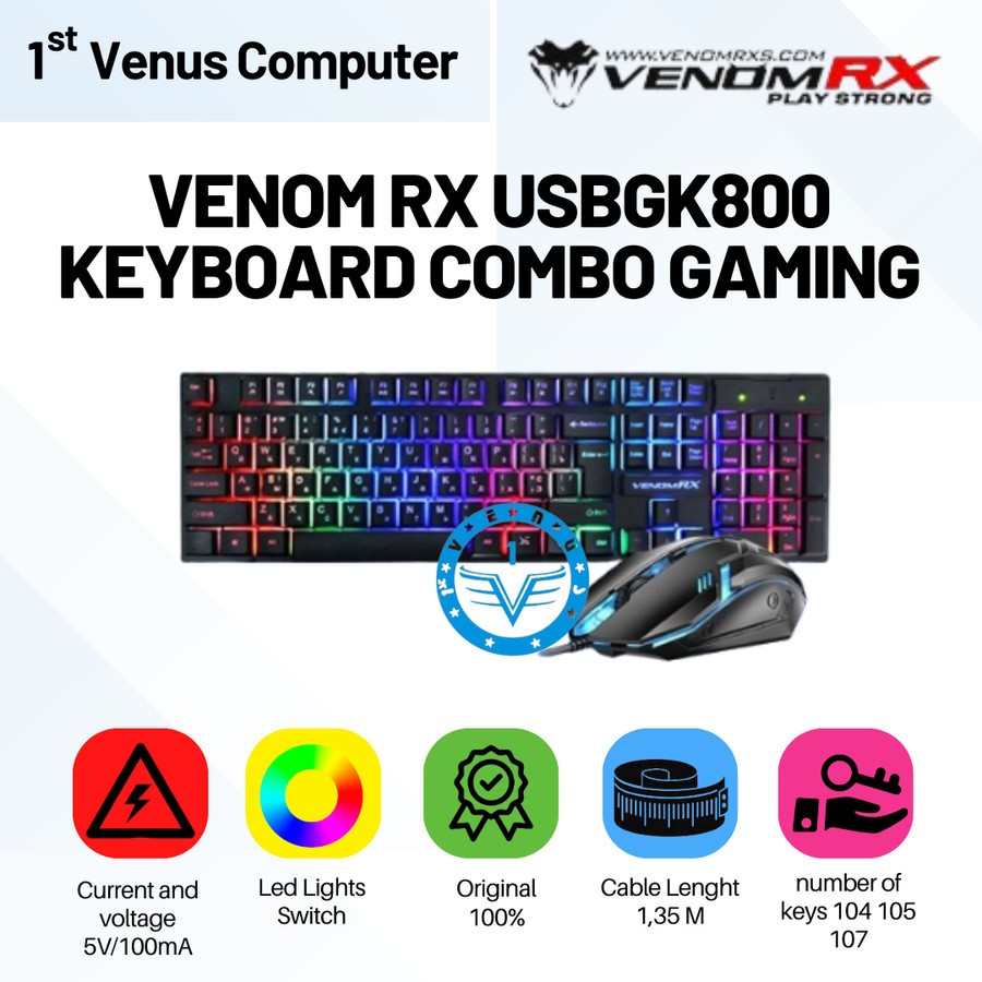 Jual Venom RX GK800 Keyboard Combo Gaming / KEY04-VNM | Shopee Indonesia