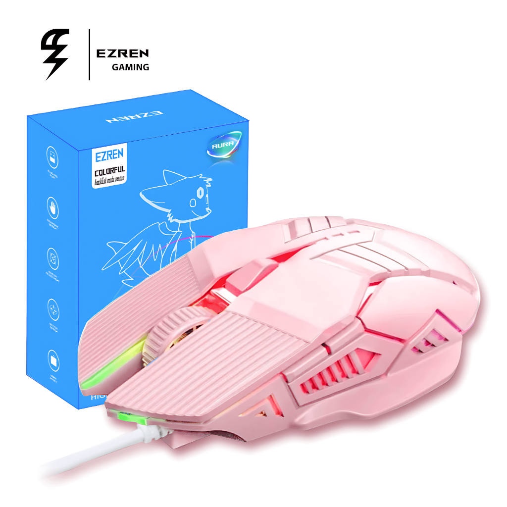 Jual Ezren M800 Gaming Mouse USB 6 Button LED Mouse Slinet Click Pink ...