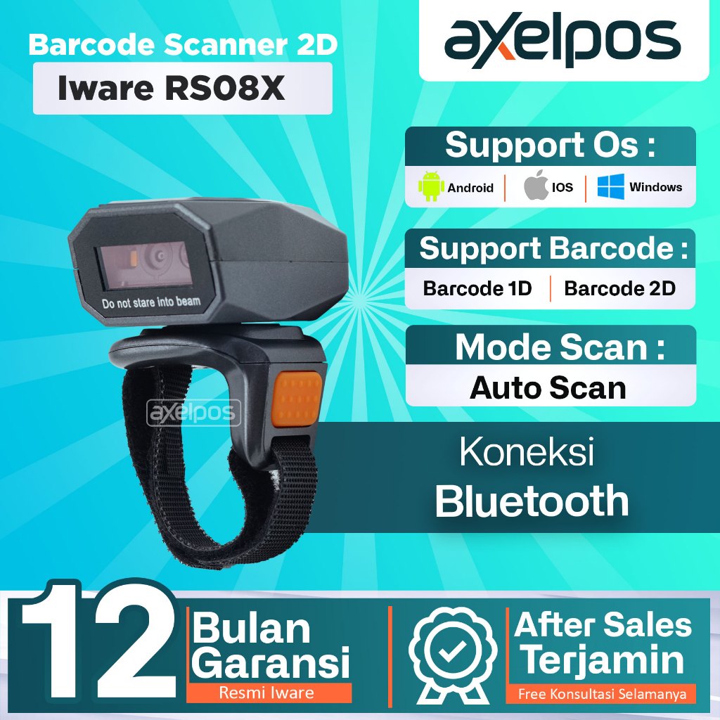 Jual Barcode Scanner Bluetooth Wireless 1D - 2D Iware RS08X | Shopee ...