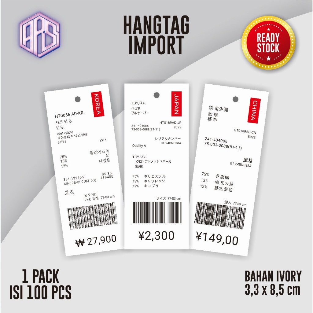 Jual (100pcs) Hangtag Barcode Thriff/ Hang Tag Label Import Japan Korea ...