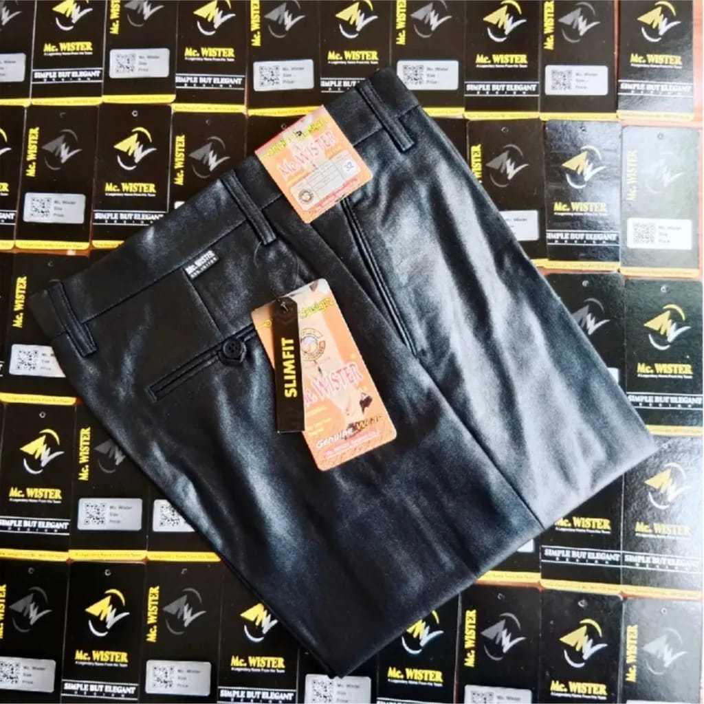 Jual CELANA KERJA / FORMAL Kantor BAHAN MENGKILAP/METALIK HITAM Premium ...