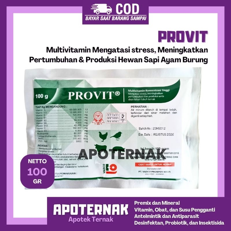 Jual PROVIT 100 Gram - Vitamin Dosis Tinggi untuk Ayam Unggas ...