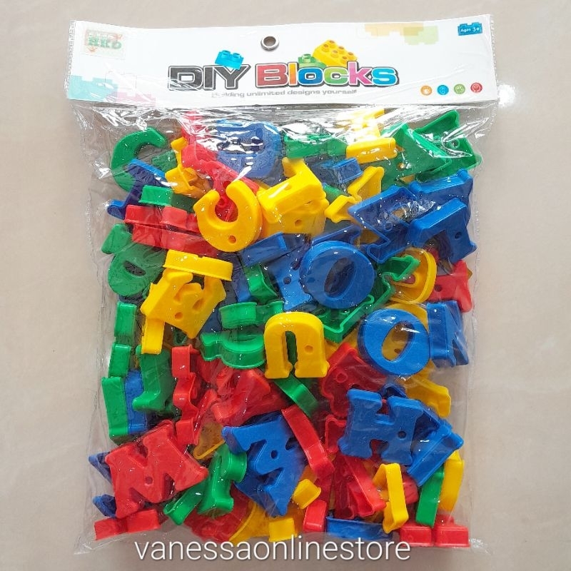 Jual Mainan Edukasi Anak Huruf Plastik Meronce Block Alfabet ABC ...