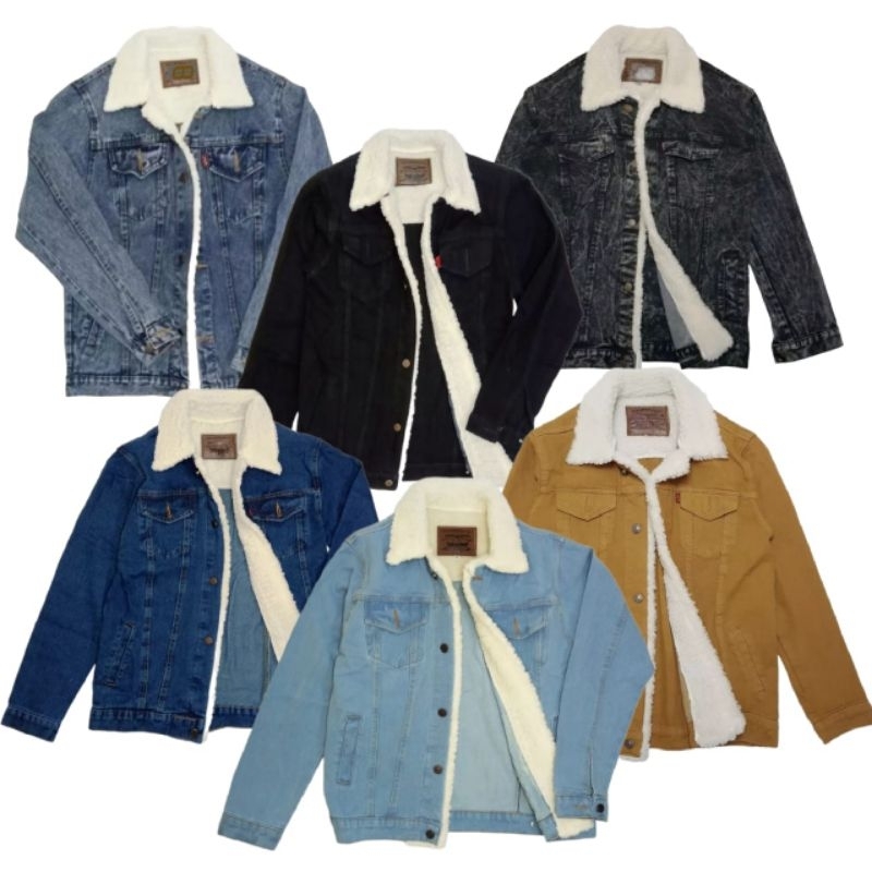 Jual Jaket Jeans Sherpa Bulu Wall Jacket Denim Terbaru 6 Warna COD ...