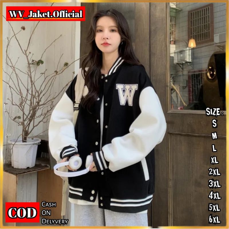 Jual ( S-6XL ) VARSITY JAKET BASEBALL W KANCING OVERSIZE S M L XL JUMBO ...