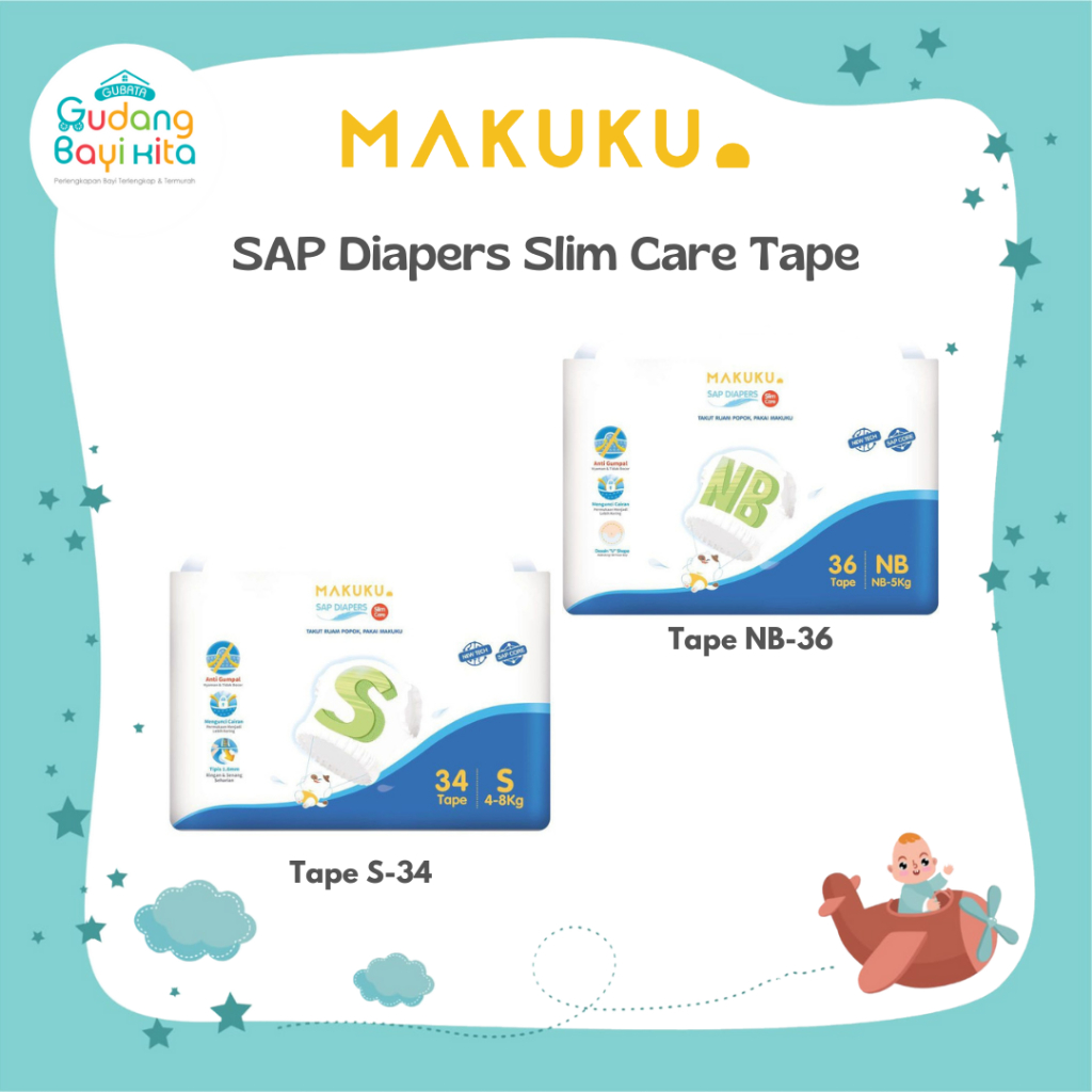 Jual MAKUKU SAP Diapers Slim Care Tape - Popok Perekat - Popok Makuku | Shopee Indonesia