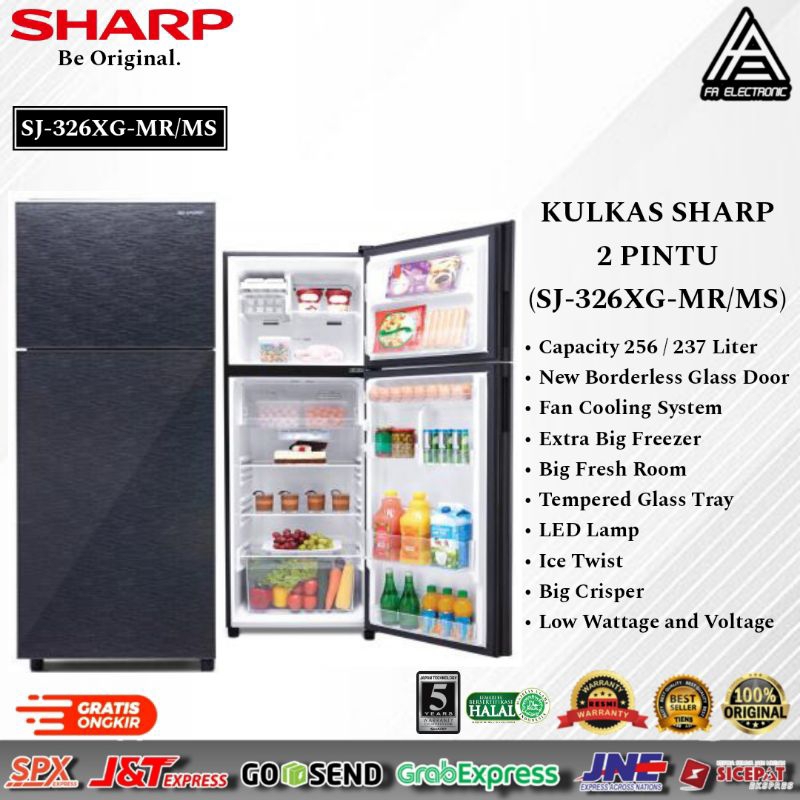 Jual SHARP Kulkas 2 Pintu SJ-326XG-MR/MS | Shopee Indonesia