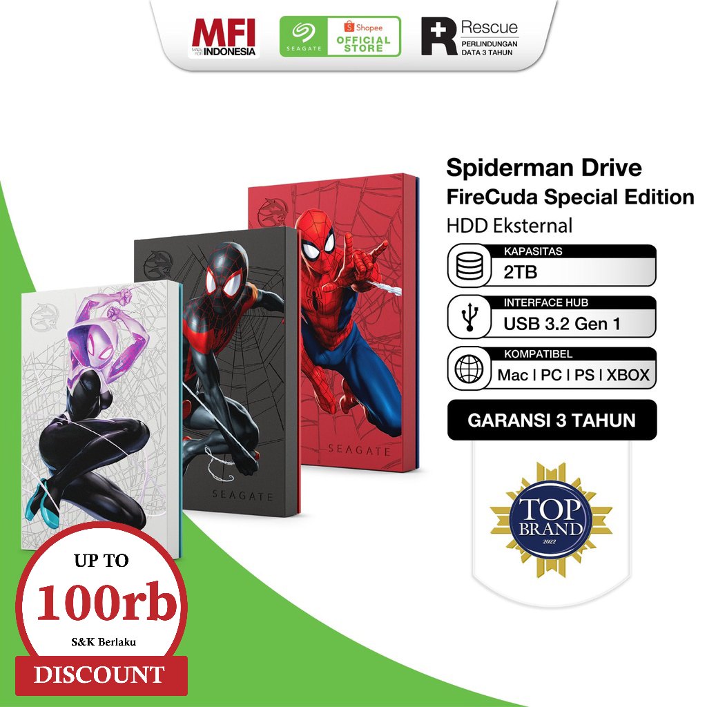 Jual Seagate FireCuda Spiderman Drive HDD / Hardisk Eksternal 2TB USB3 ...