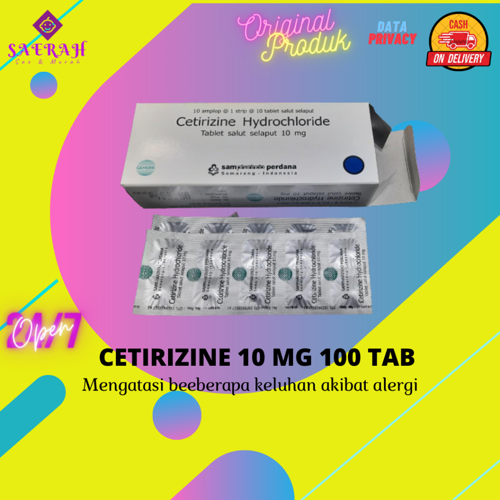 Jual Cetirizine Sampharindo 10 mg 100 Tab | Cetirizin 10 mg ...