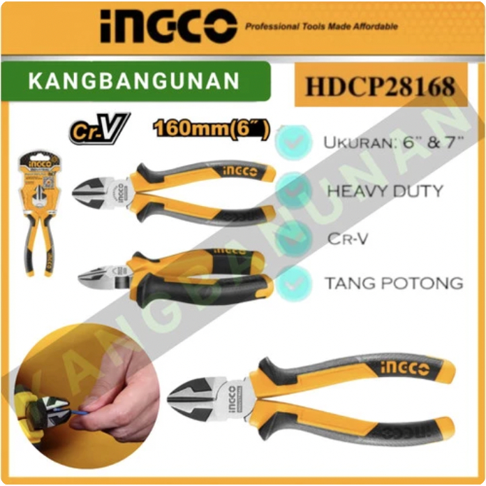 Jual TANG POTONG INDUSTRIAL 6" HD DIAGONAL CUTTING PLIERS INGCO ...