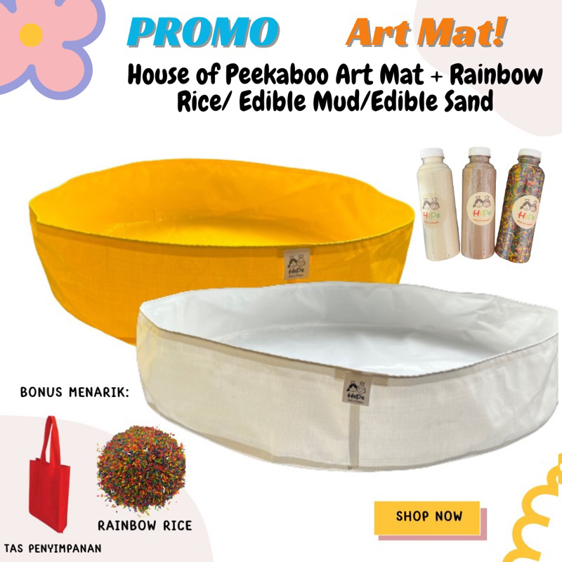 Jual [House of Peekaboo] Bundle Art Mat + Rainbow rice/edible mud ...