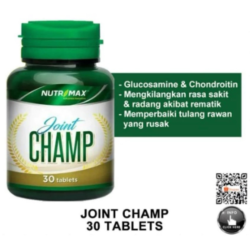 Jual NUTRIMAX JOINT CHAMP 30 TABLETS VITAMIN TULANG GLUCOSAMINE CHONDROITIN NYERI SENDI | Shopee ...