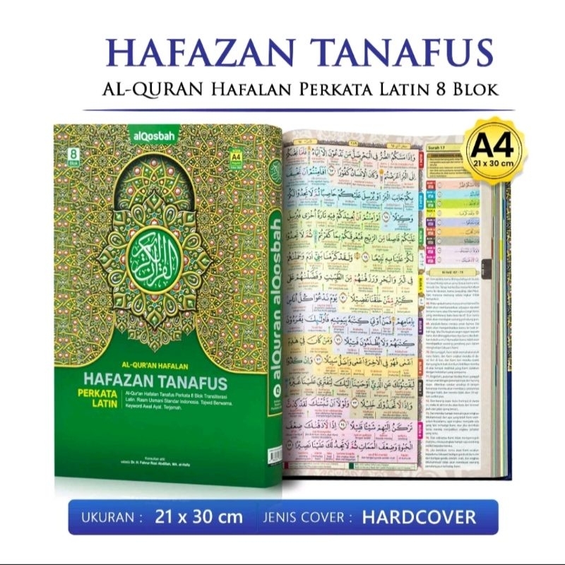Jual Al Quran Hafazan Perkata Latin A4 8 Blok, Qur'an Hafalan Hafazan A4 Perkata Latin 8 Blok ...