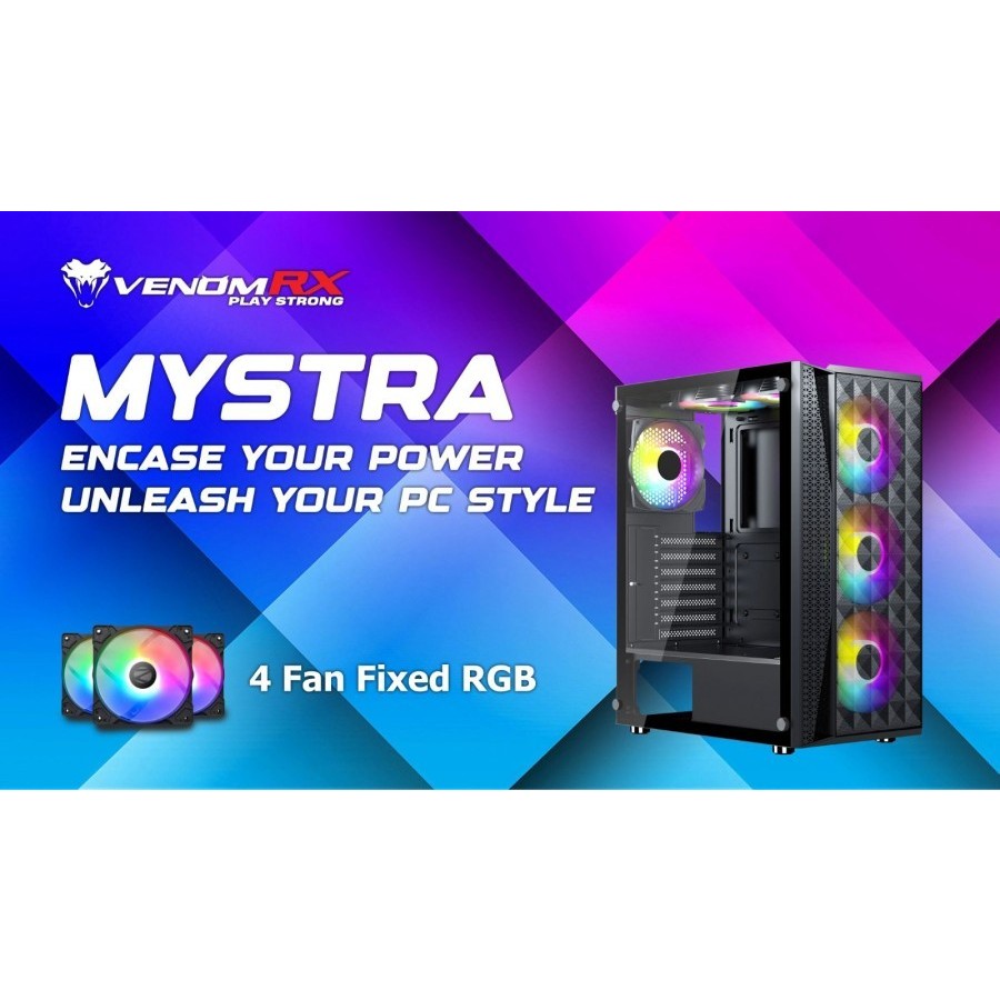 Jual Casing VenomRX Mystra - ATX Gaming Case Free 4 Fan RGB | Shopee ...