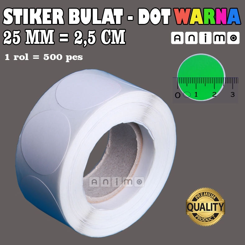 Jual Stiker Bulat Warna - COLOR DOT STICKERS - ROL 25 MM = 2,5 CM ...