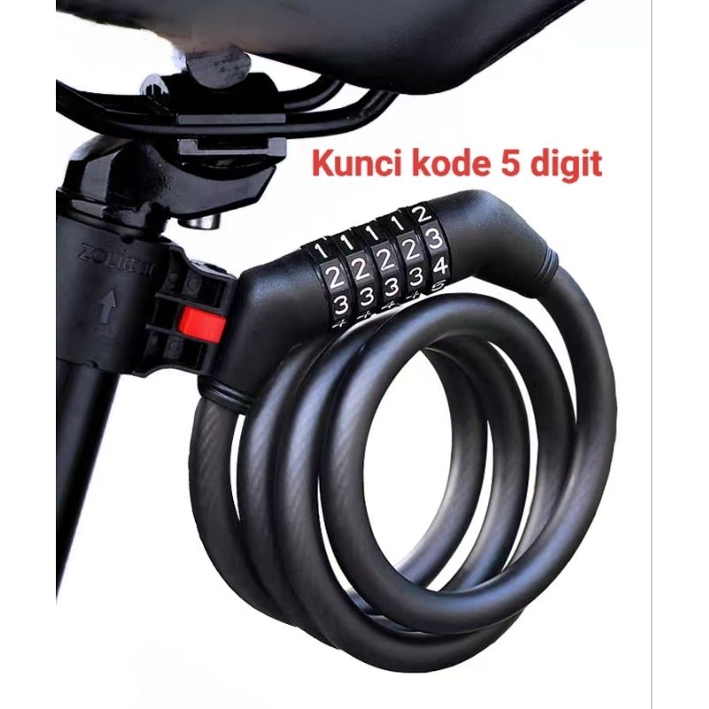 Jual Gembok Sepeda 5 Angka Digit Anti Maling Bicycle Combination lock ...