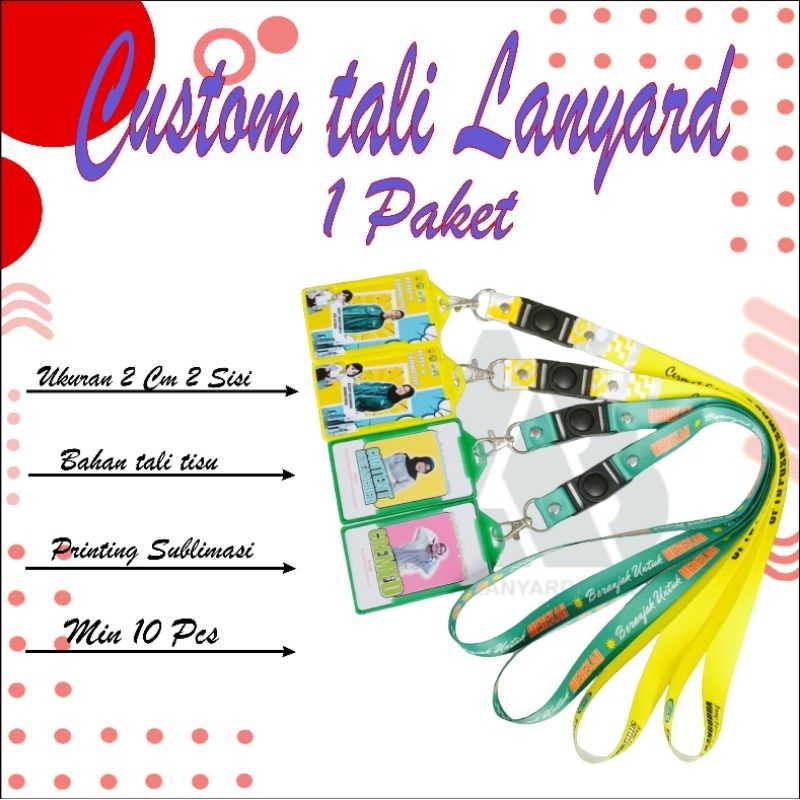 Jual SATU PAKET LANYARD CUSTOM 2 CM 2 SISI + ID CARD CUSTOM + FRAME ...