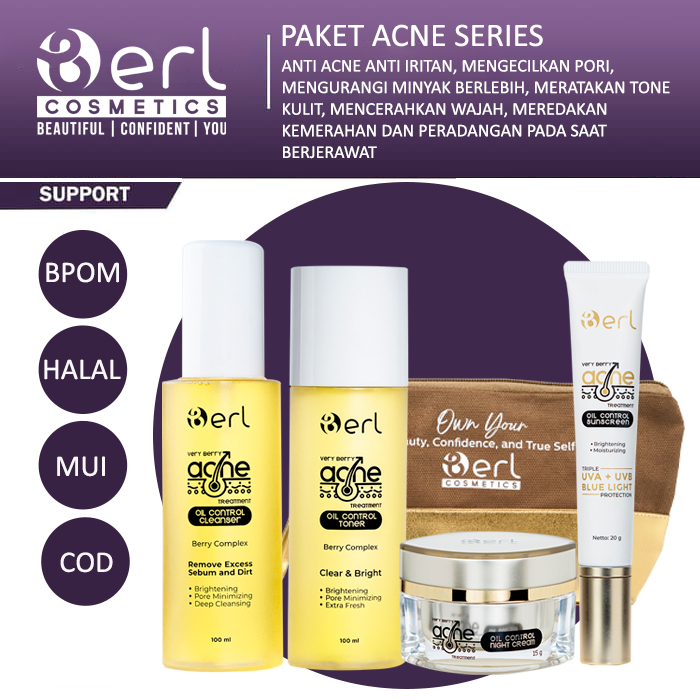 Jual Berl Cosmetics Skincare Acne Series Paket Lengkap Gratis Pouch ...