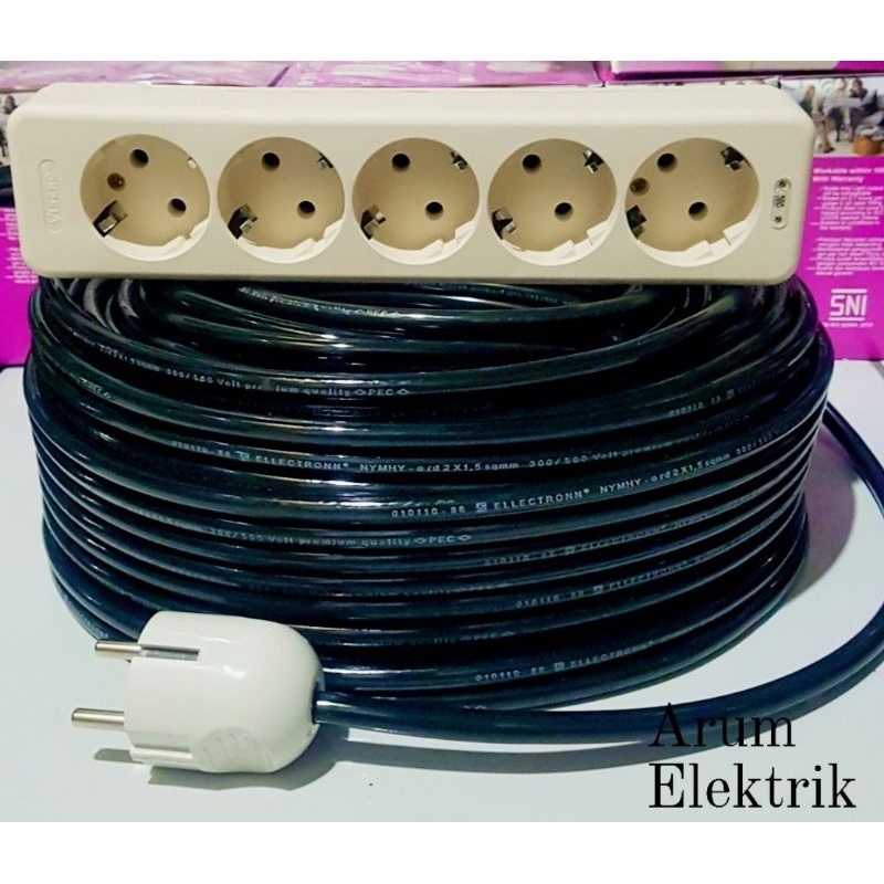 Jual Kabel roll 20 meter full kabel serabut lentur + Stopkontak sni ...