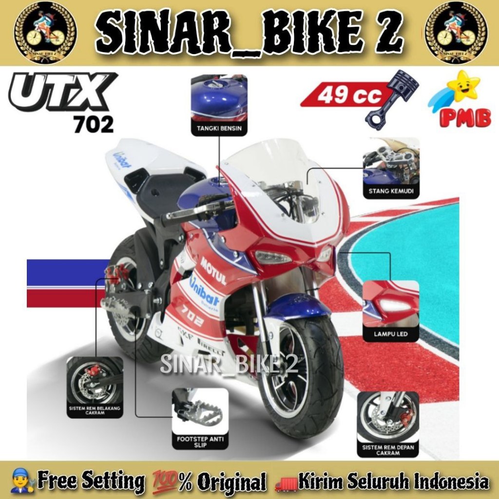 Jual Motor Balap GP Bensin Mini 49cc PMB UTX 702 | Shopee Indonesia