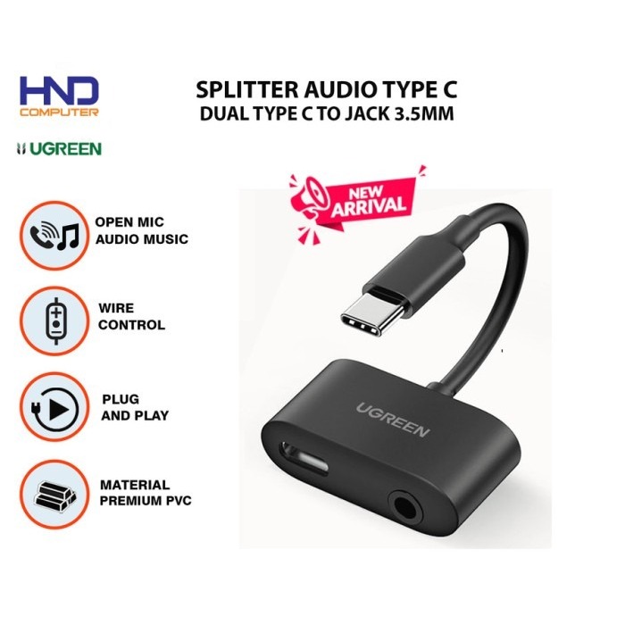 Jual UGREEN Audio Converter Splitter Type C To 3.5mm Music & CALL-70606 ...