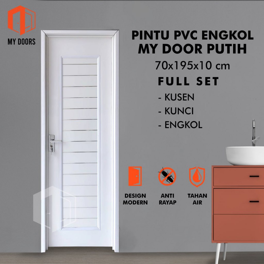 Jual Pintu Kamar Mandi PVC My Door Full Panel Dengan Kunci Engkol ...