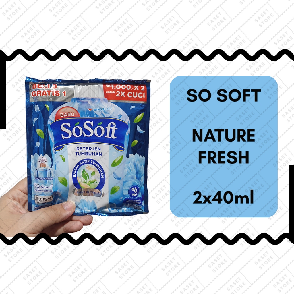 Jual So Soft Deterjen Tumbuhan 2x40ml Sachet Deterjen Cair Konsentrat ...