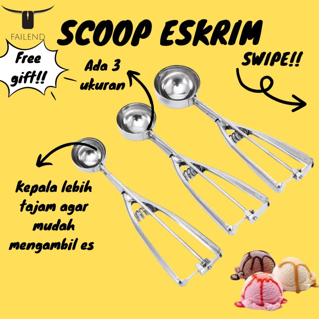 Jual Sendok Es Krim Ice Cream Scoop Stainless Steel | Shopee Indonesia
