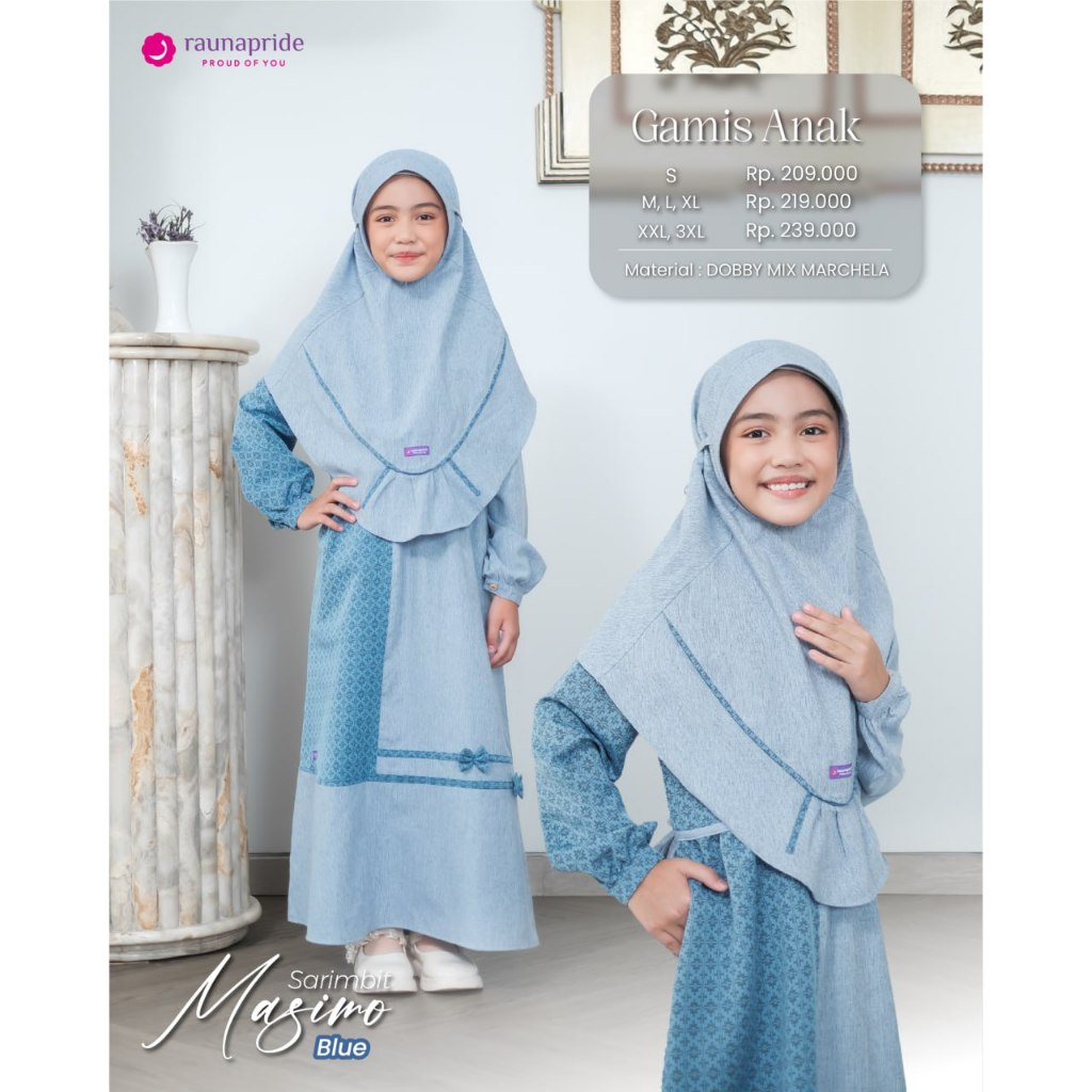 Jual Sarimbit Rauna Masimo Blue / Baju Seragam Lebaran Terbaru 2024 ...