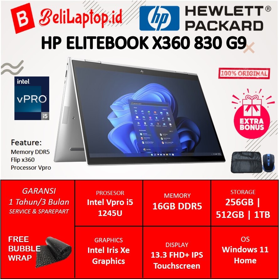 Jual Laptop touchscreen hp elitebook x360 intel Vpro i5 16gb 1tb 13 ...