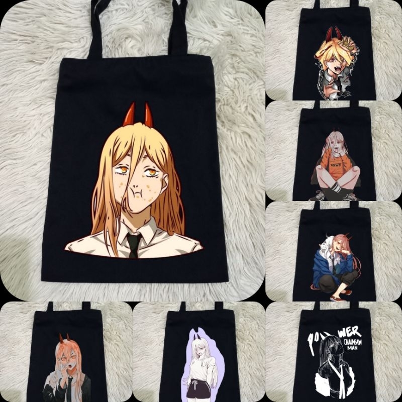 Jual Totebag Hitam Power Anime Chainsaw Man Tebal 100% Kanvas Premium ...