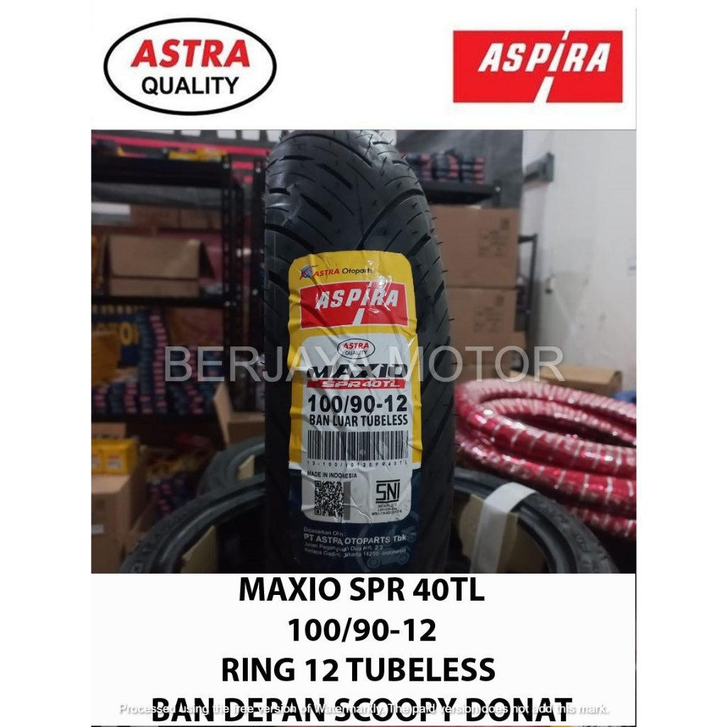Jual BAN MOTOR SCOOPY RING 12 ASPIRA MAXIO SPR 40 100/90-12 DEPAN ...