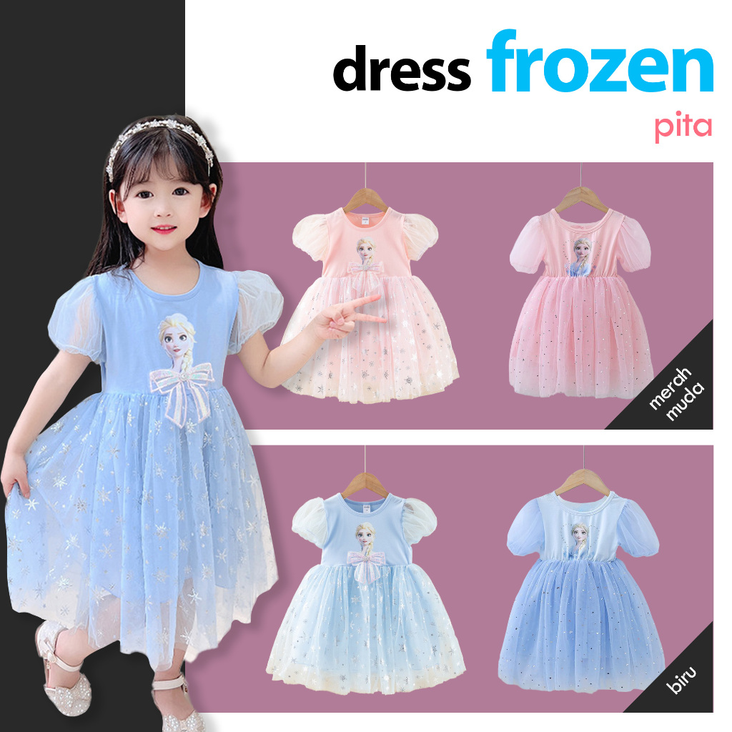 Jual [princesscoco] 1-9 Tahun Dress Frozen Pita Anak Perempuan katun ...