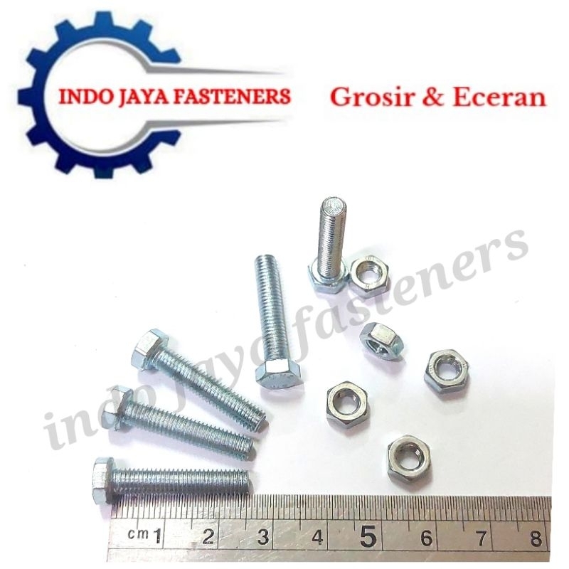 Jual Baut Mur M5 x25 Kunci 8 Putih Baud HEX umum Set dengan Mur Hexagonal Bolt Nut | Shopee ...