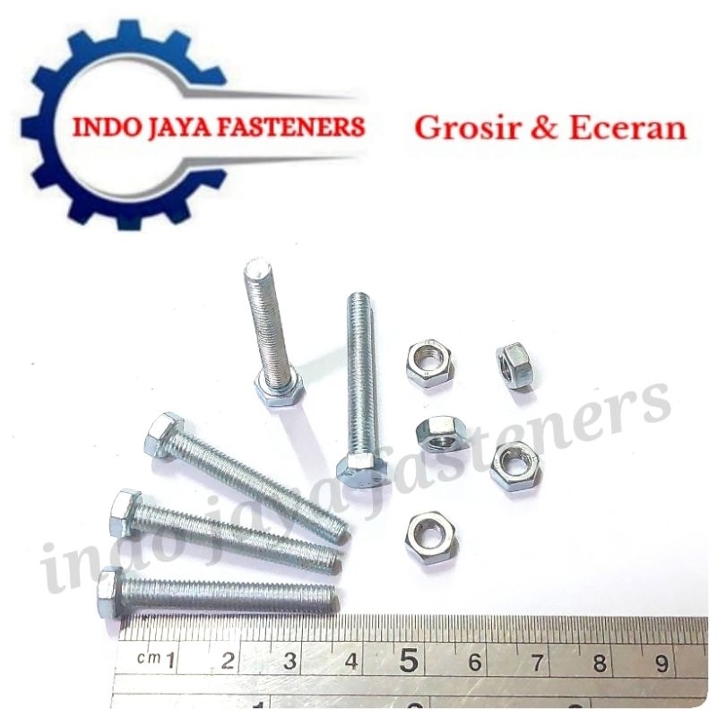 Jual Baut Mur M5 x35 Kunci 8 Putih Baud HEX umum Set dengan Mur Hexagonal Bolt Nut | Shopee ...