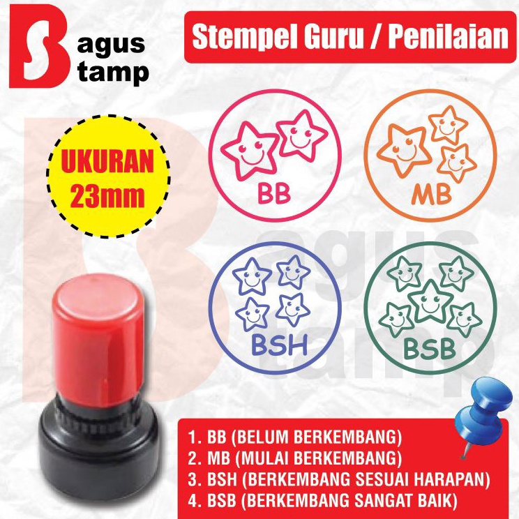 Jual Ready Stempel Guru PAUD Nilai Penilaian Teacher Stamp Star Rewards ...