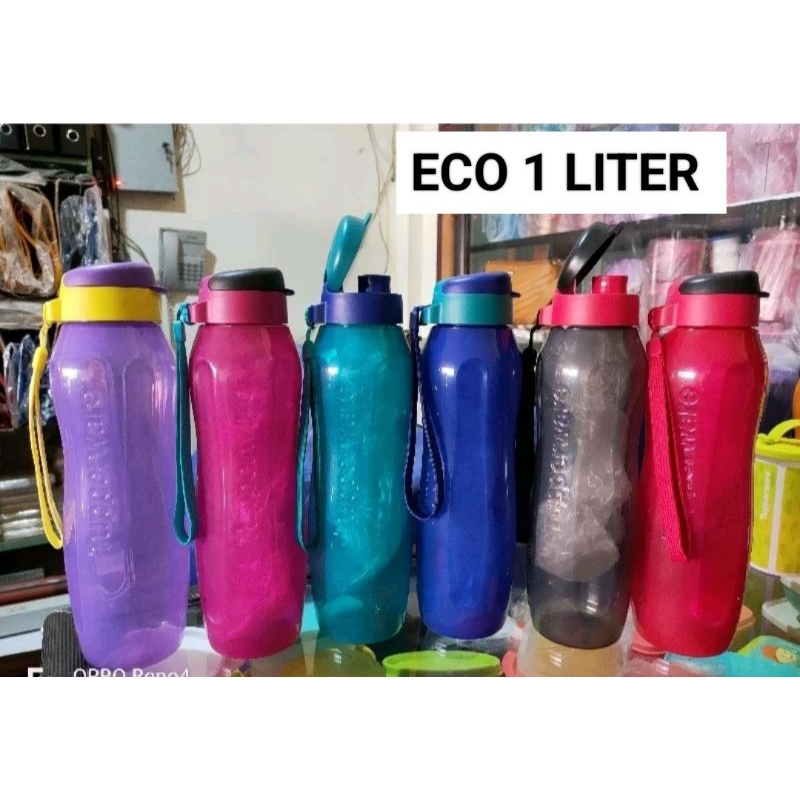 Jual Botol minum eco fashion 1 liter tupperware tutup fliptop ada tali ...